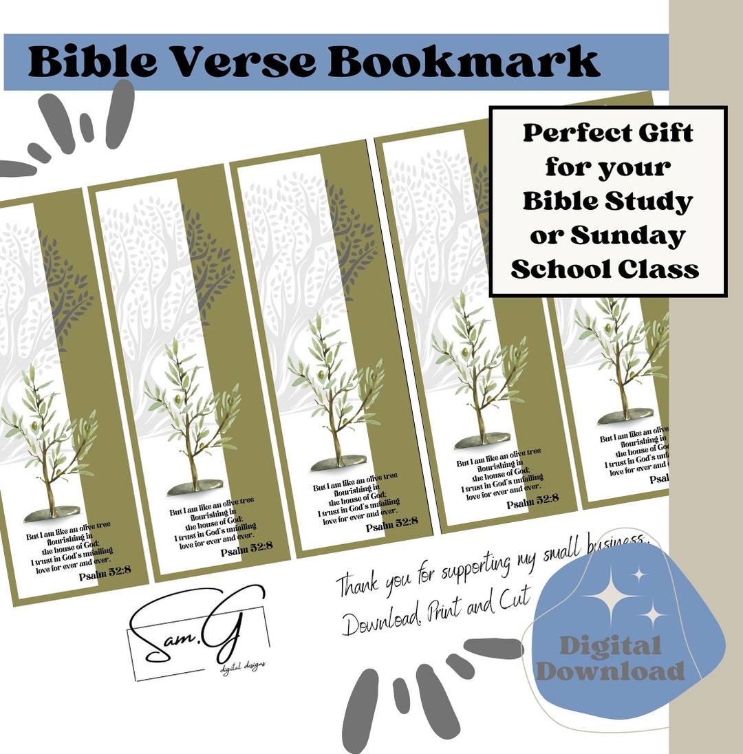 Olive Tree Bookmarks Bible Verse, Printable Bookmarks, Aesthetic ...