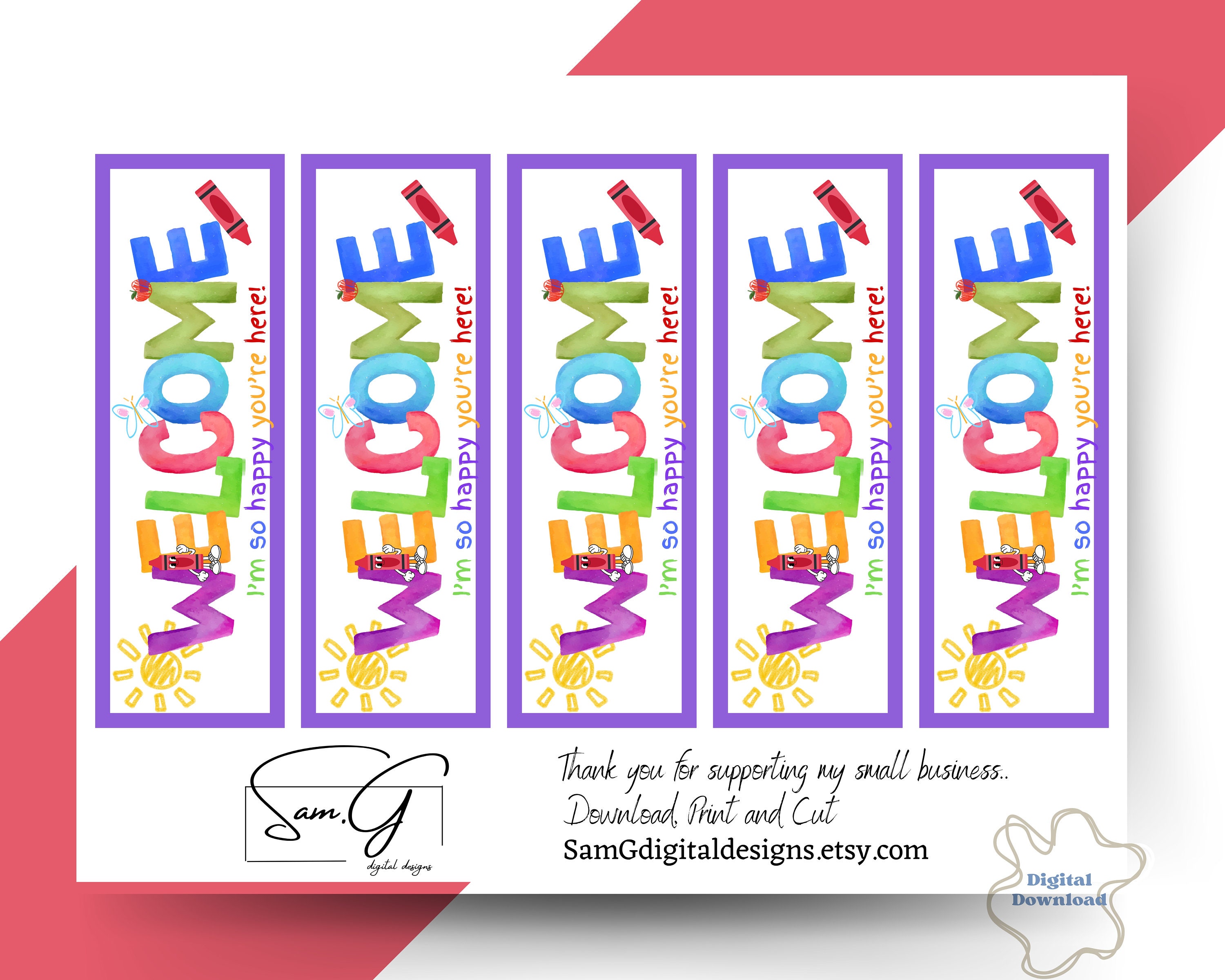 Printable Bookmarks Back to School Welcome, First Day of School ...