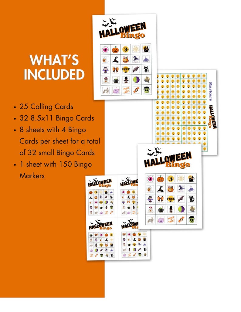 Halloween Bingo, Printable Bingo Halloween, Halloween Party Game ...