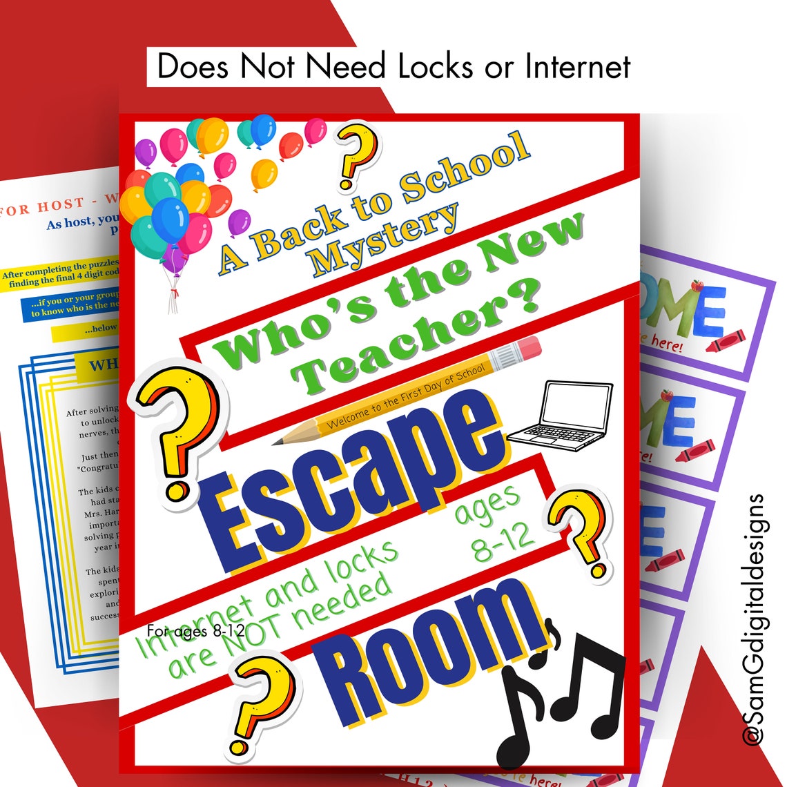 Back to School Escape Room for Kids Printable Escape Room Kit First Day ...