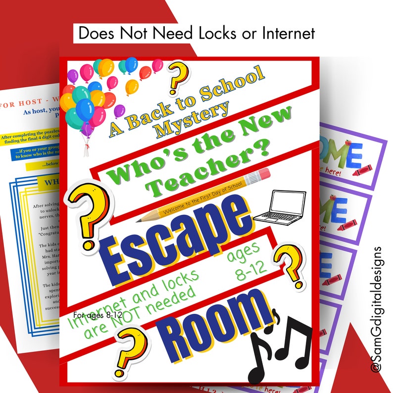 Escape Room First Day of School Escape Room Kit Printable Back to ...