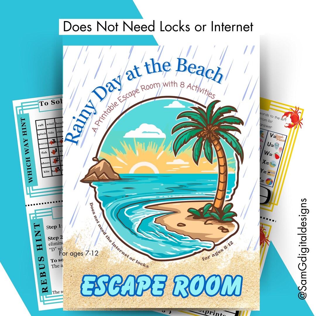 Escape Room, Beach Printable Escape Room Instant Download, Escape Room ...