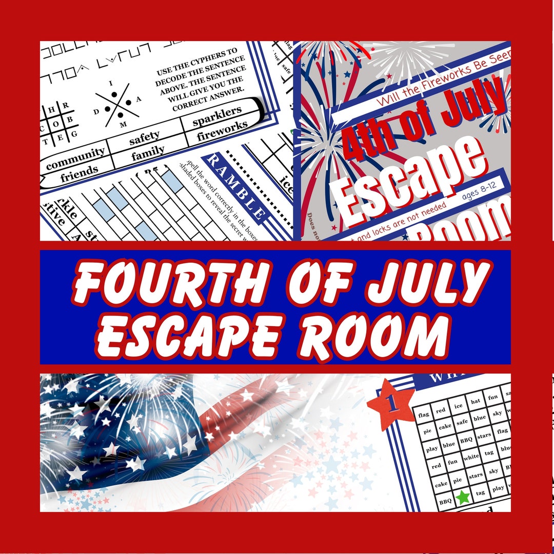 4th of July Printable Escape Room, Escape Room Kit, Birthday Party Game ...