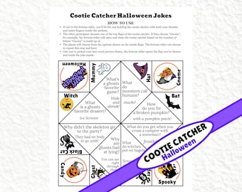 Halloween Jokes Cootie Catcher: Printable Fortune Teller Game (PDF) - Etsy