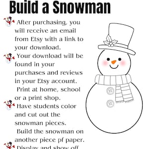 Build a Snowman, Printable Kindergarten, Snowman Building, Digital ...