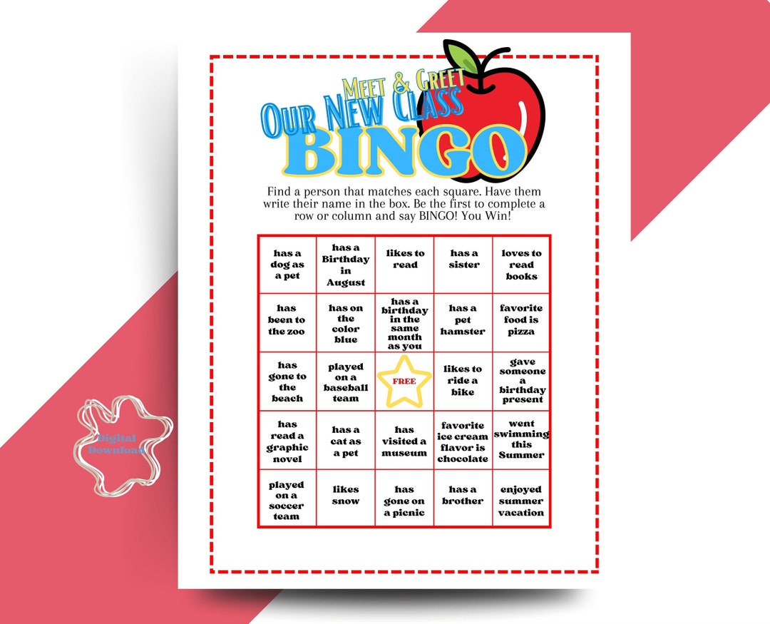 Back to School Bingo, Printable Bingo First Day of School, Find the ...