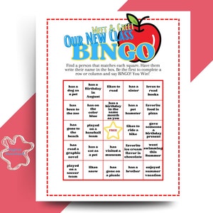 Back to School Bingo, Printable Bingo First Day of School, Find the ...