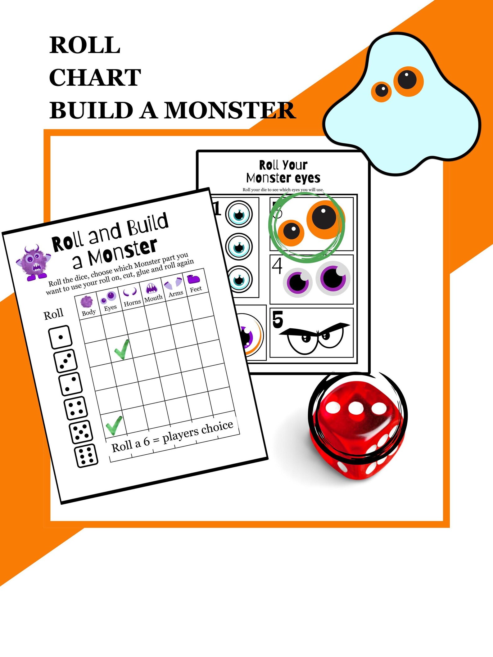 Roll a Monster, Build a Monster, Preschool Halloween, Kindergarten ...