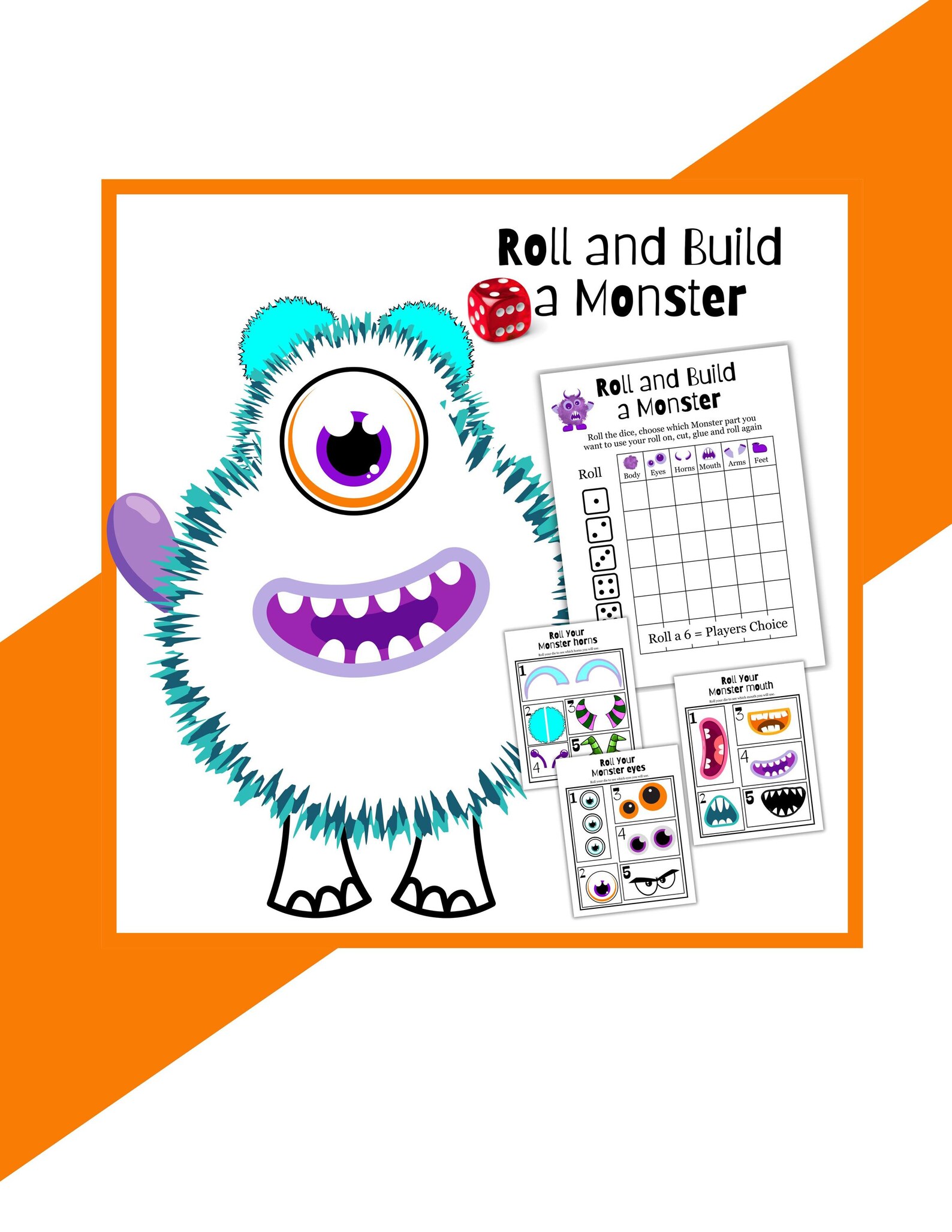 Roll a Monster, Build a Monster, Preschool Halloween, Kindergarten ...