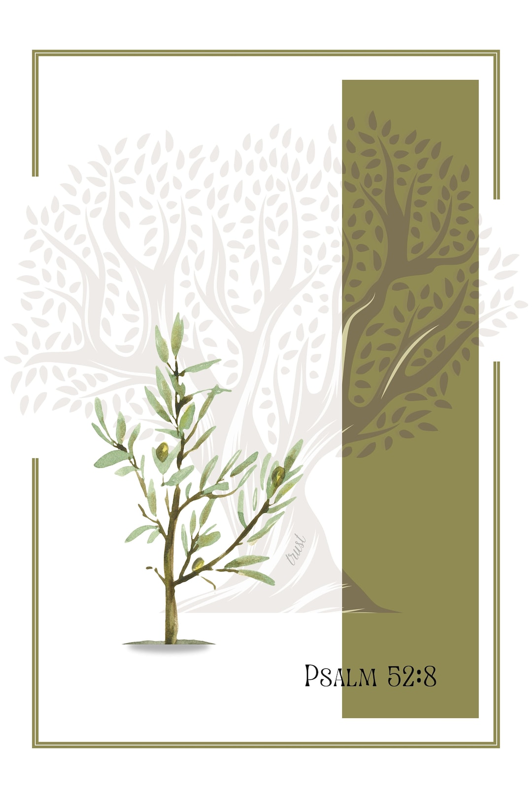 Olive Tree, Sage Green Wall Art, Bible Verse Digital Print, Printable ...