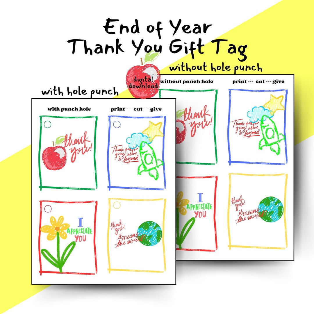 Teacher End of Year Gift Tags | End of School Printable Gifttag ...