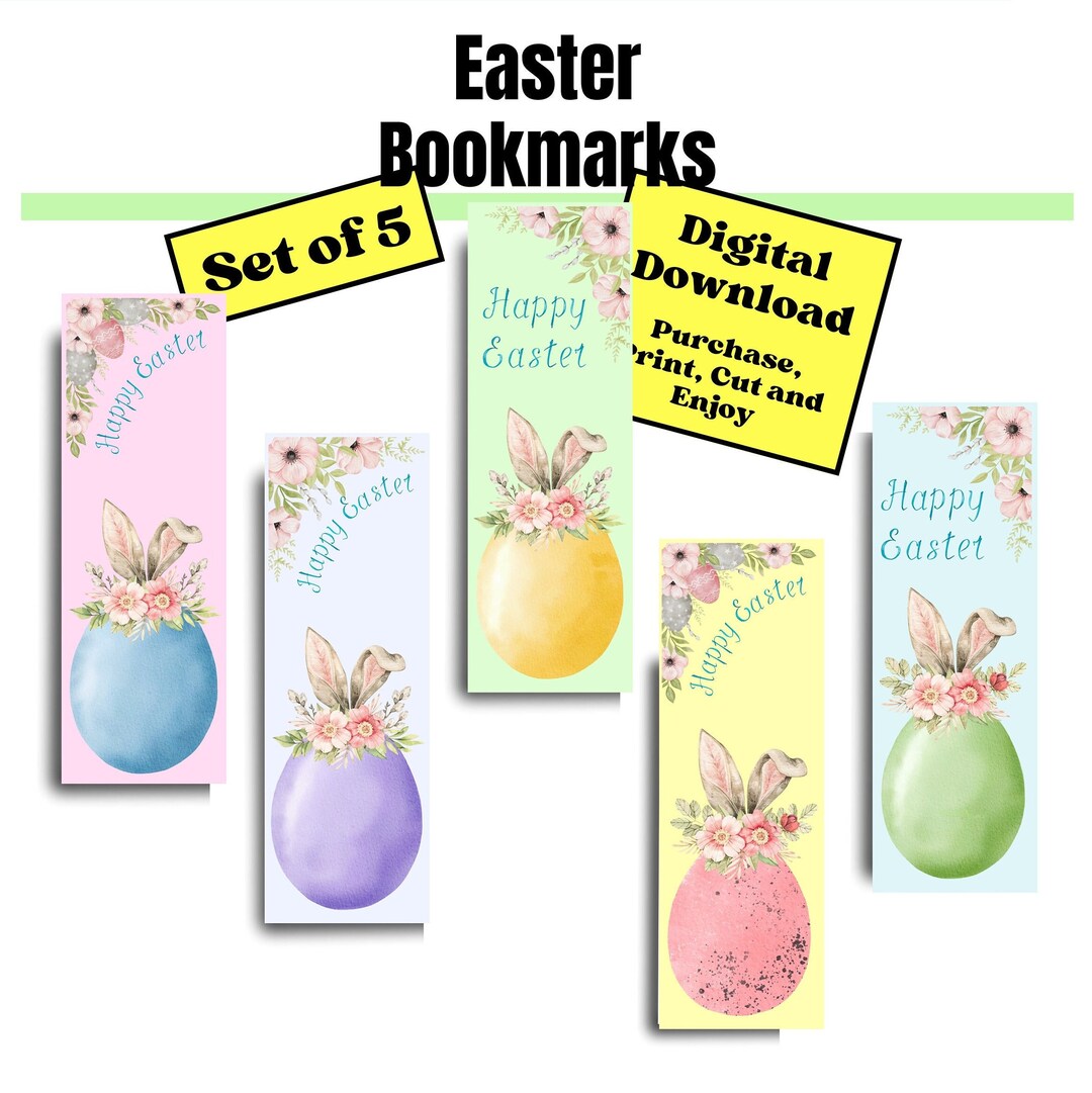 Easter Bookmarks, Printable Bookmarks, Book Lover Gift, Easter Egg ...
