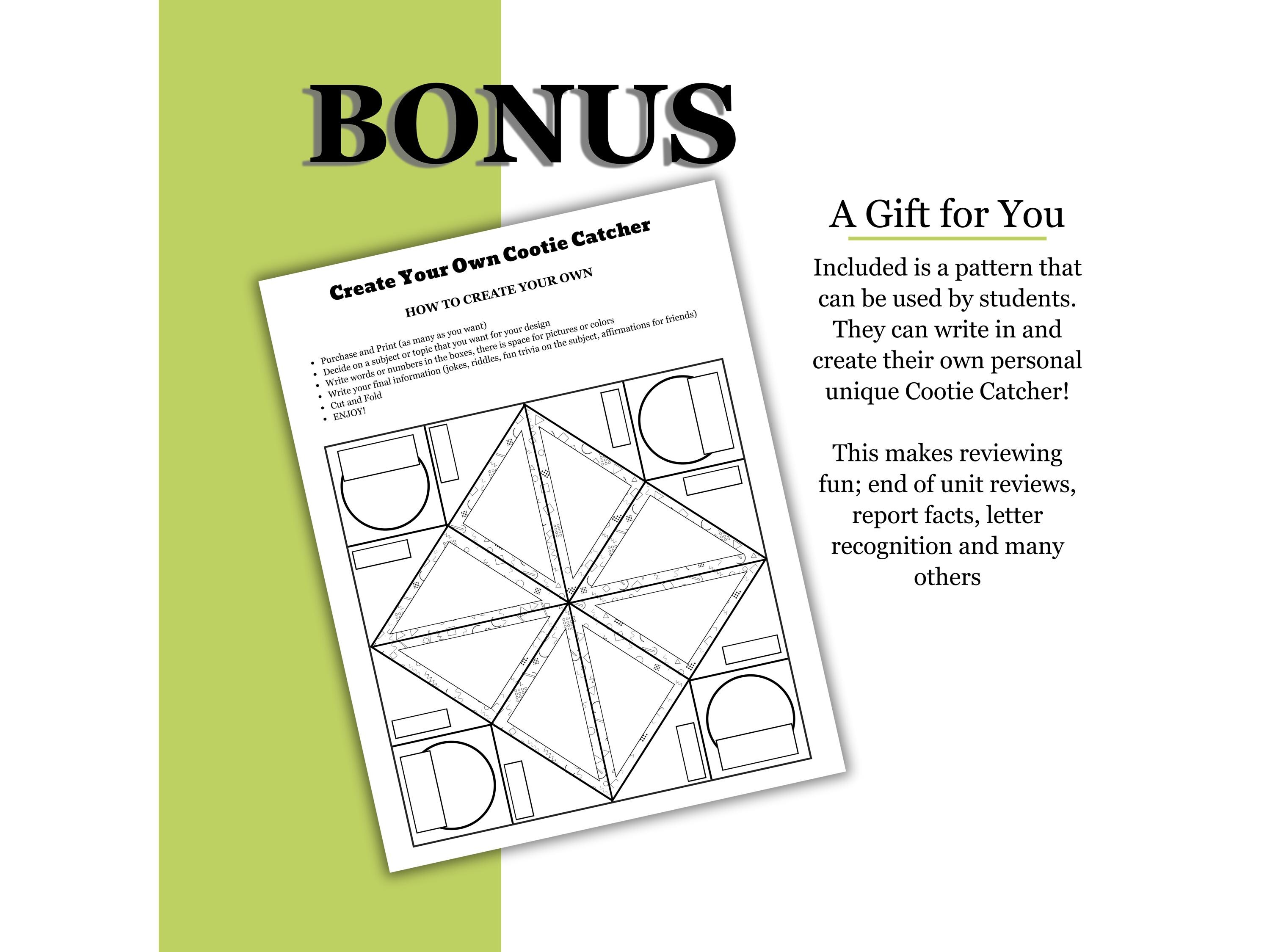 Cootie Catcher, Paper Fortune Teller, Summer Printable Cootie Catcher ...