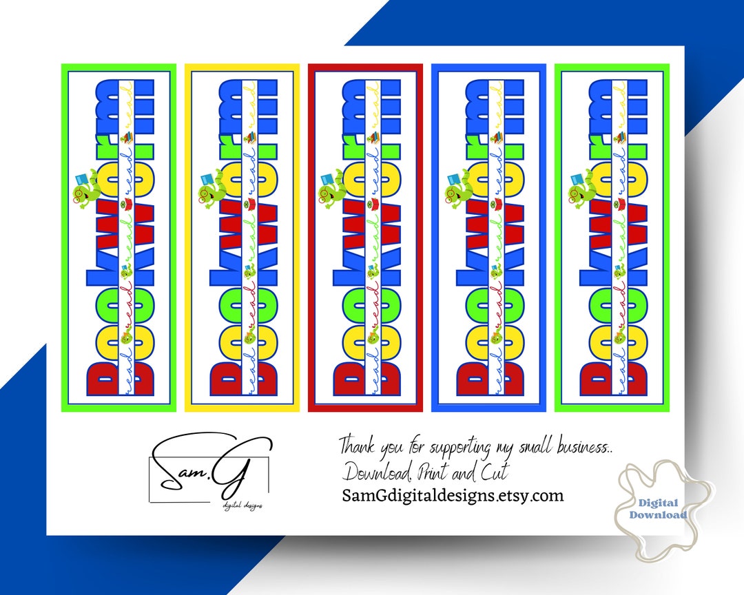 Printable Bookmarks for the Bookworm, Reader Gifts, Colorful Bookworm ...