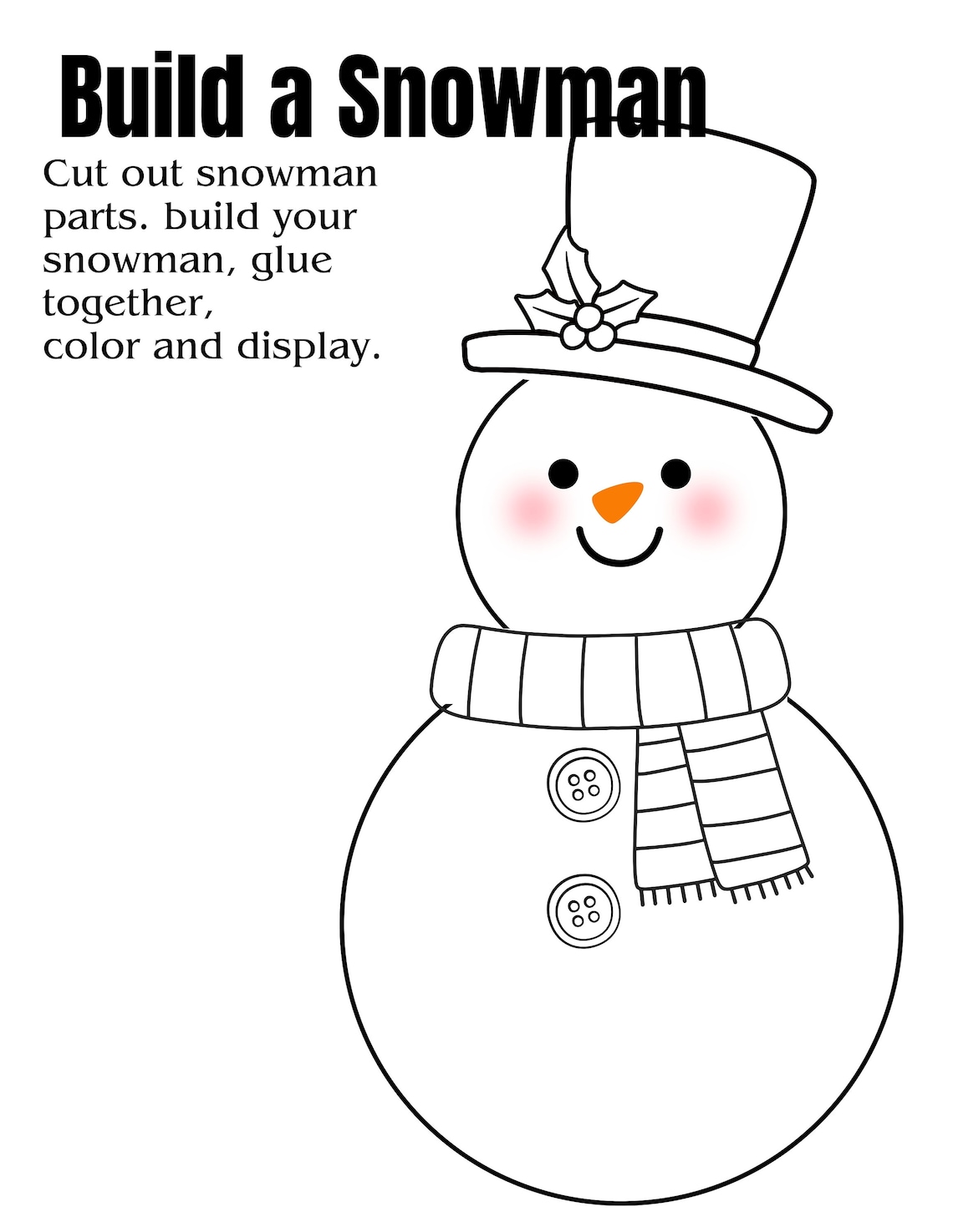 Build a Snowman, Printable Kindergarten, Snowman Building, Digital ...