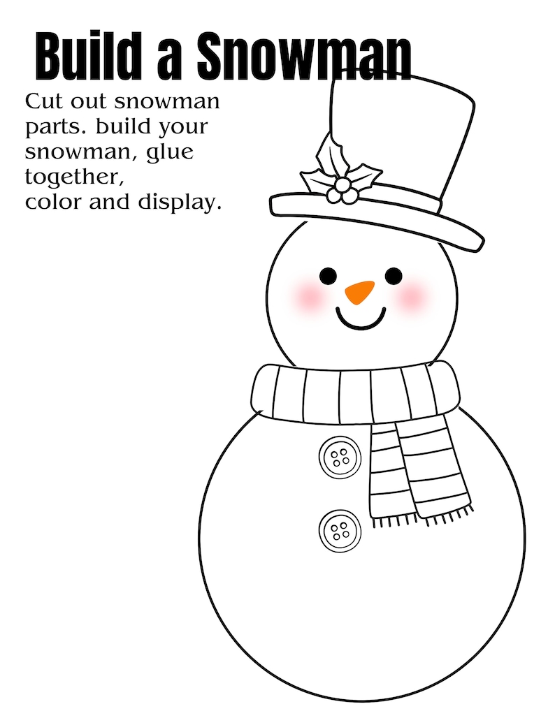 Build a Snowman, Printable Kindergarten, Snowman Building, Digital ...
