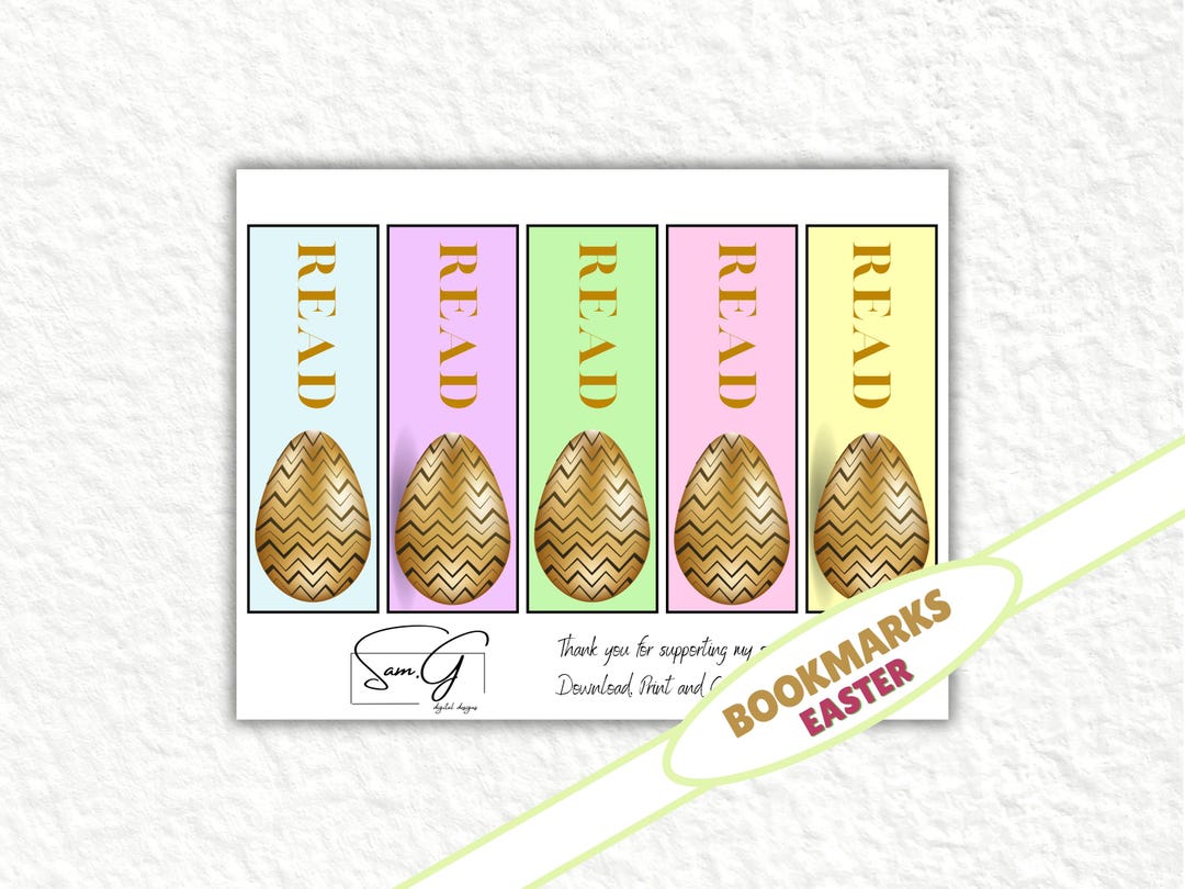 Easter Printable Bookmarks, Classroom Gift, Golden Easter Egg, Bookworm ...