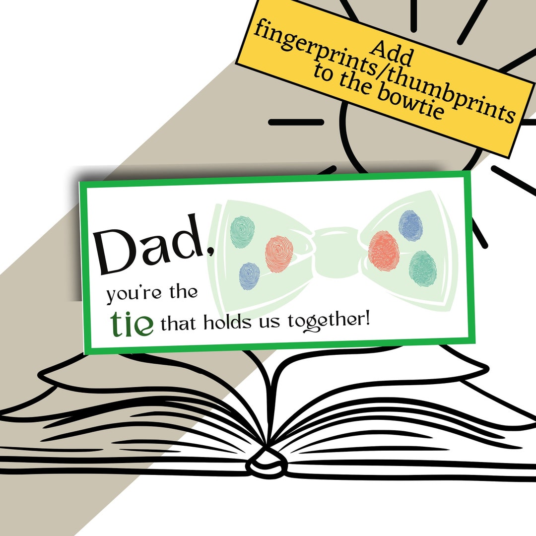 Father's Day Bowtie Fingerprint Thumbprint Printable Bookmarks ...
