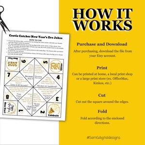 Cootie Catcher, News Years Eve Jokes, Paper Fortune Teller, Printable ...