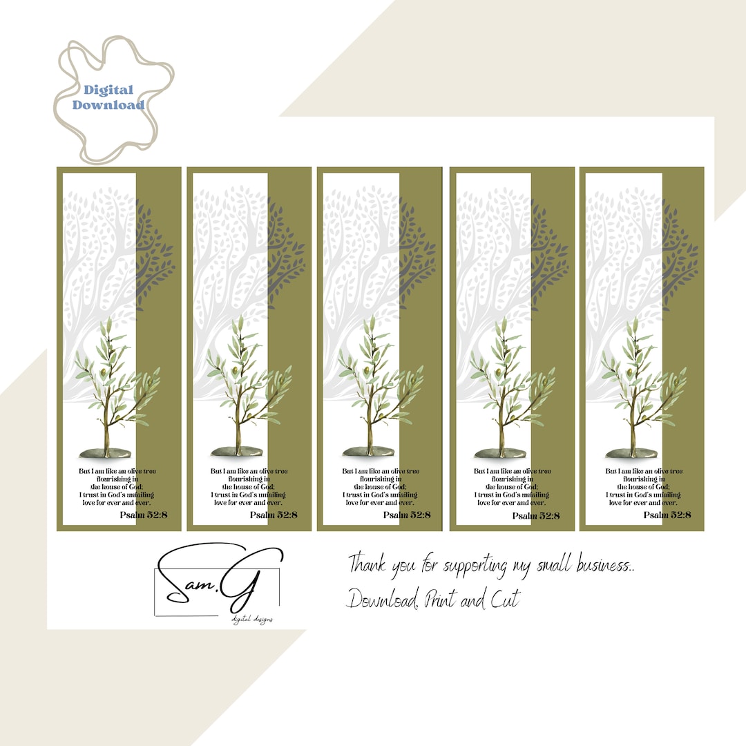 Olive Tree Bookmarks Bible Verse, Printable Bookmarks, Aesthetic ...