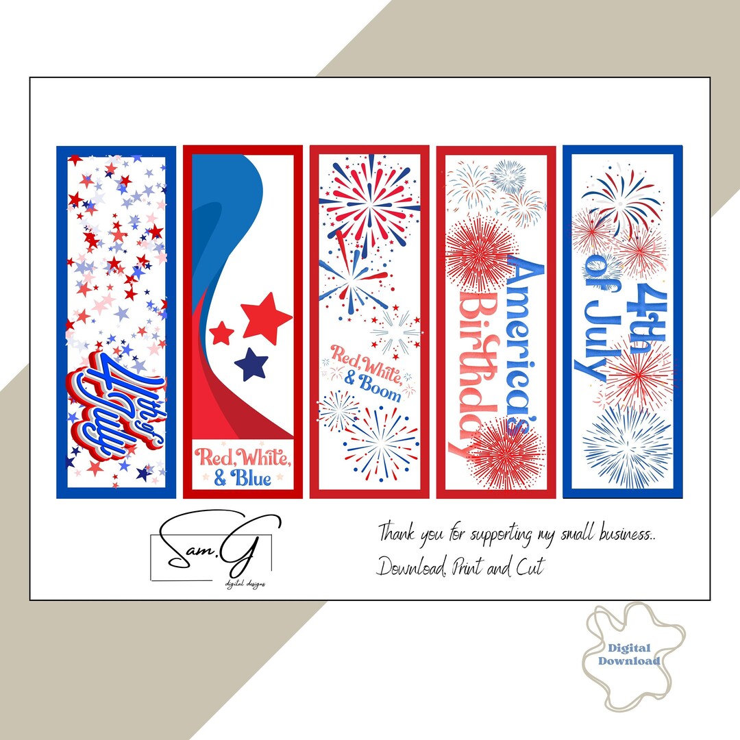 Independence Day Printable Bookmarks, America's Birthday, Summer School ...