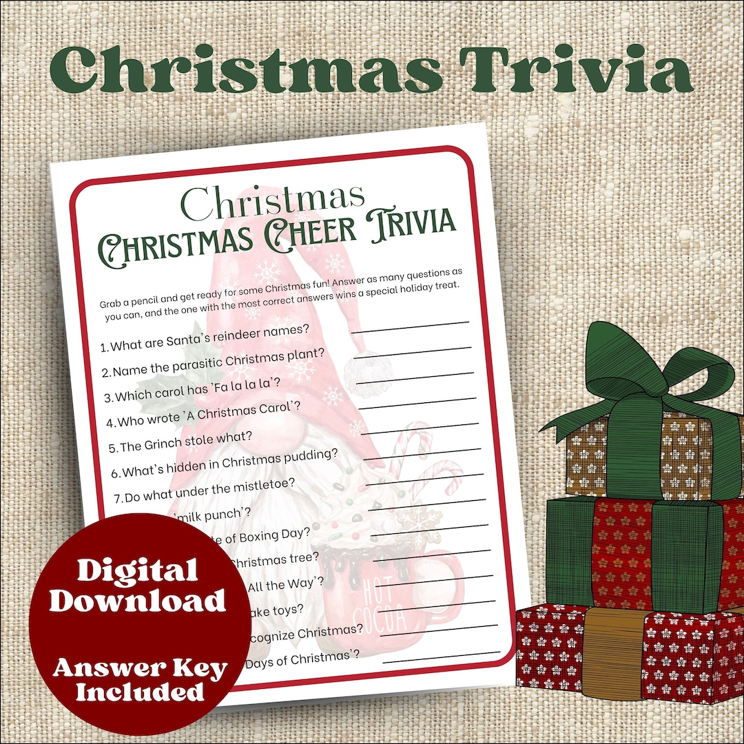 Preguntas de trivia navideñas imprimibles, juego de fiesta navideña ...
