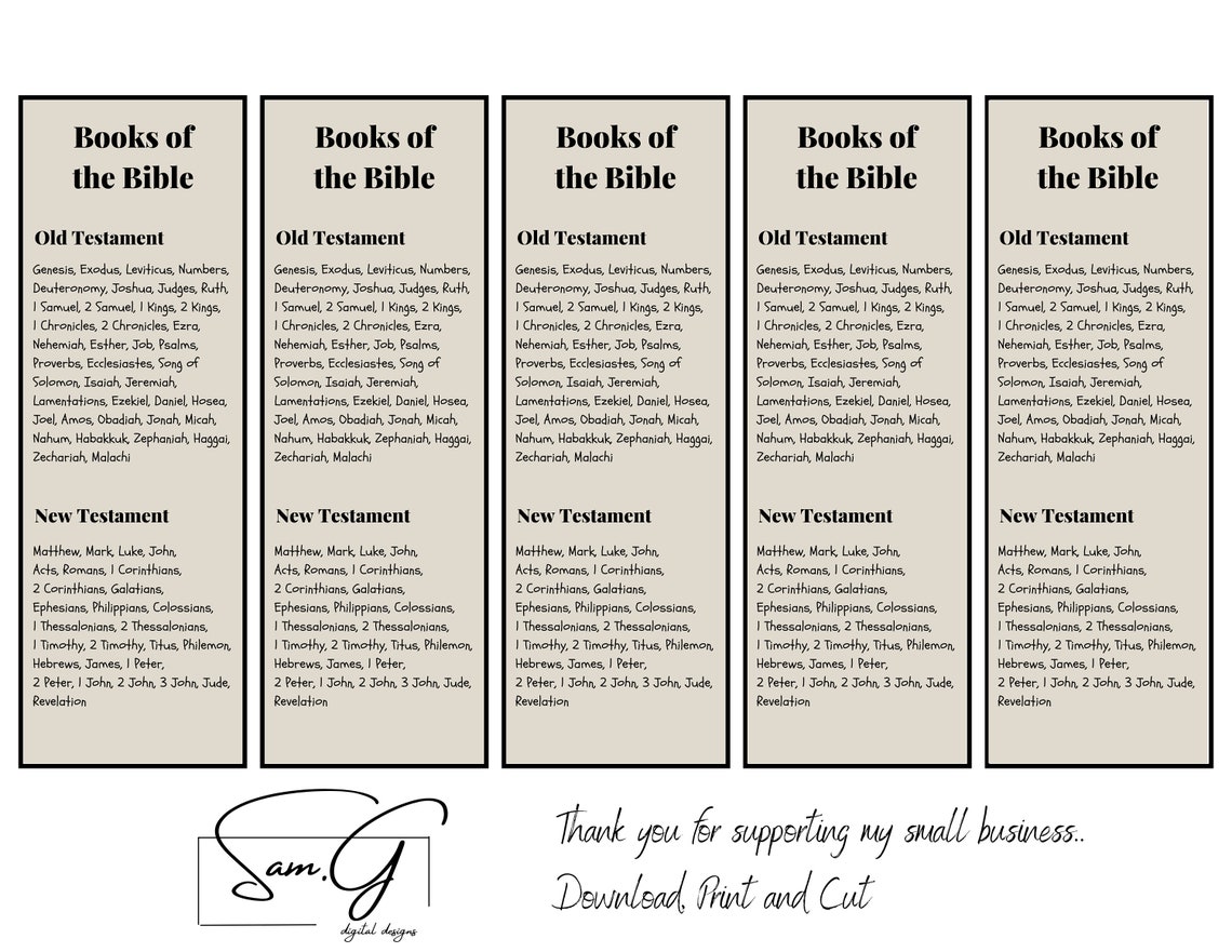 Books of the Bible Printable Bookmarks, Unique Bookmarks, Bible ...