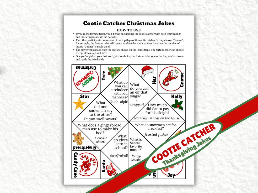 Cootie Catcher, Christmas Jokes, Paper Fortune Teller, Printable Games ...