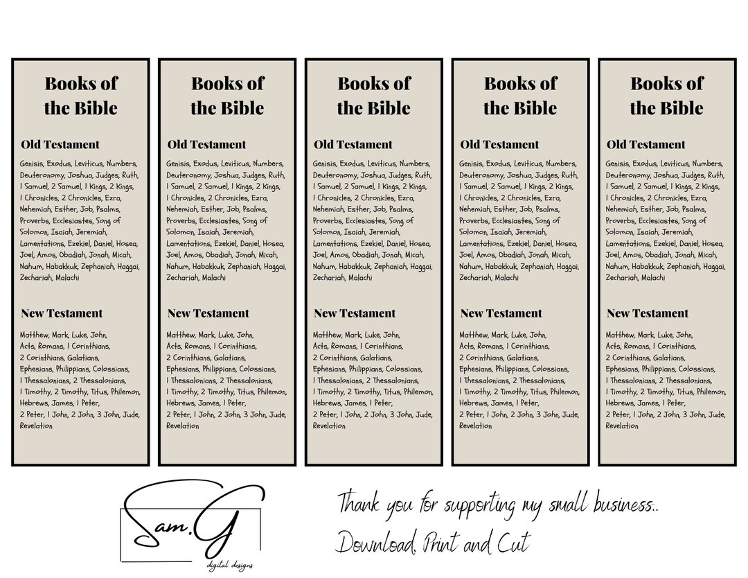 Books of the Bible Printable Bookmarks, Unique Bookmarks, Bible ...