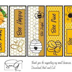 Printable Bookmarks, Bee Theme, Unique Bookmarks, Bookmark for Reader ...