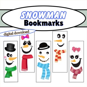 Snowman Printable Bookmarks, Modern Minimalist Christmas Bookmark ...