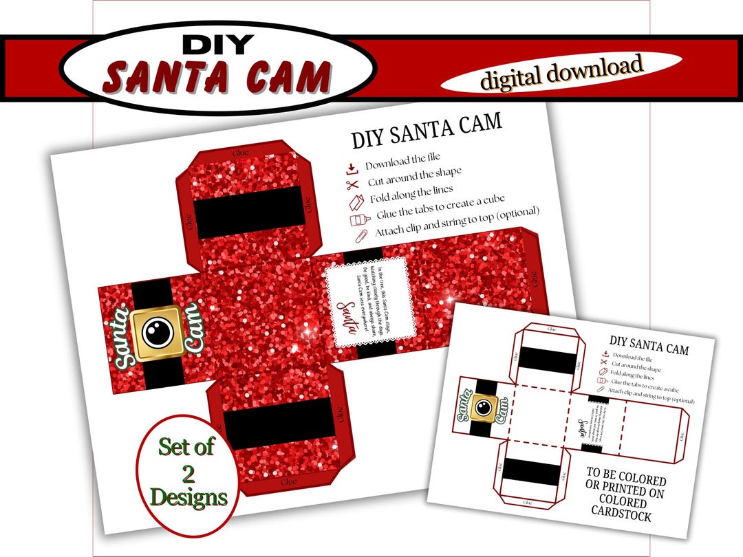 Santa Cam, Printable Santa Camera, DIY Santa Cam, Color & Cut Santa ...