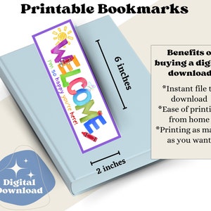 Printable Bookmarks Back to School Welcome, First Day of School ...