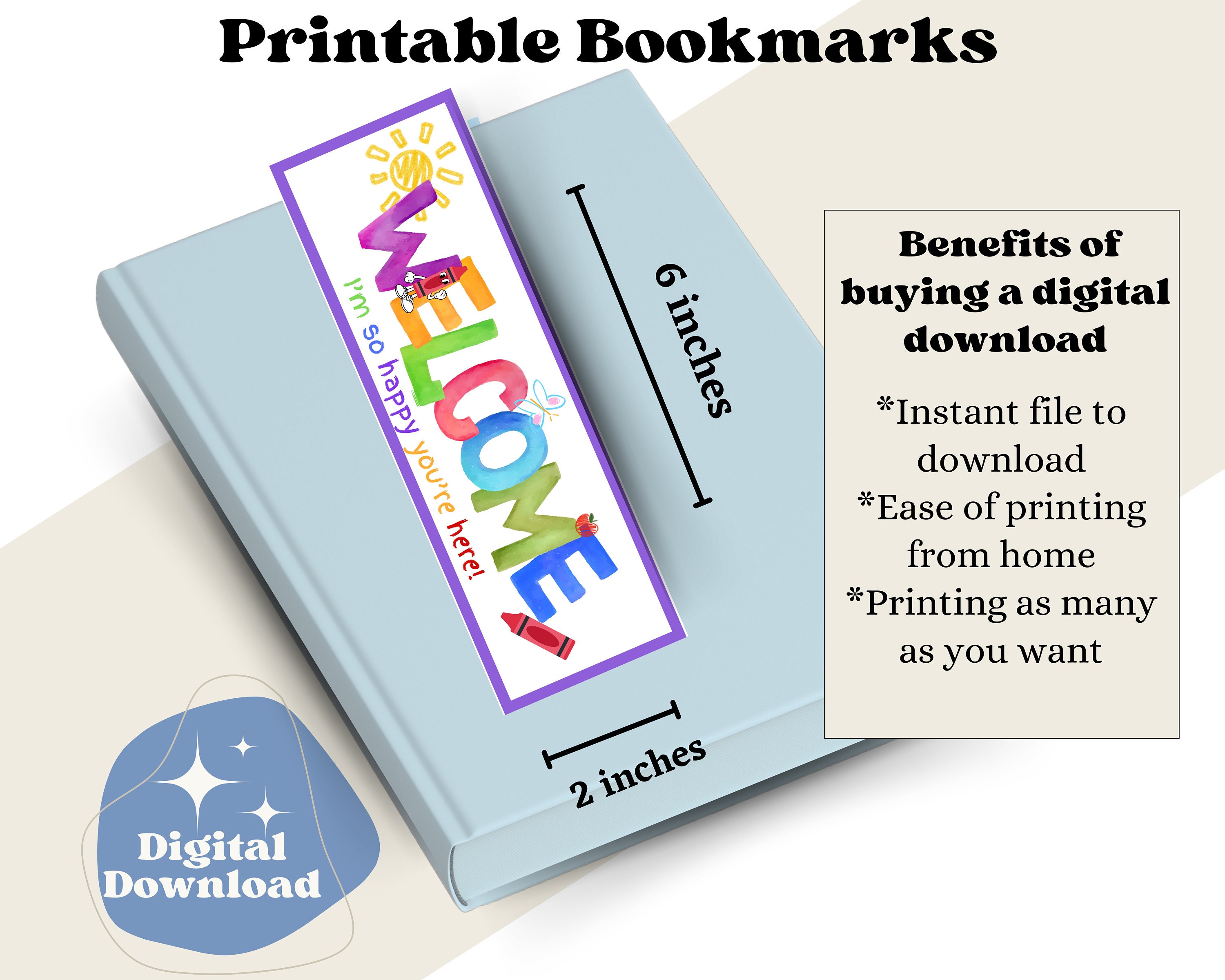 Printable Bookmarks Back to School Welcome, First Day of School ...