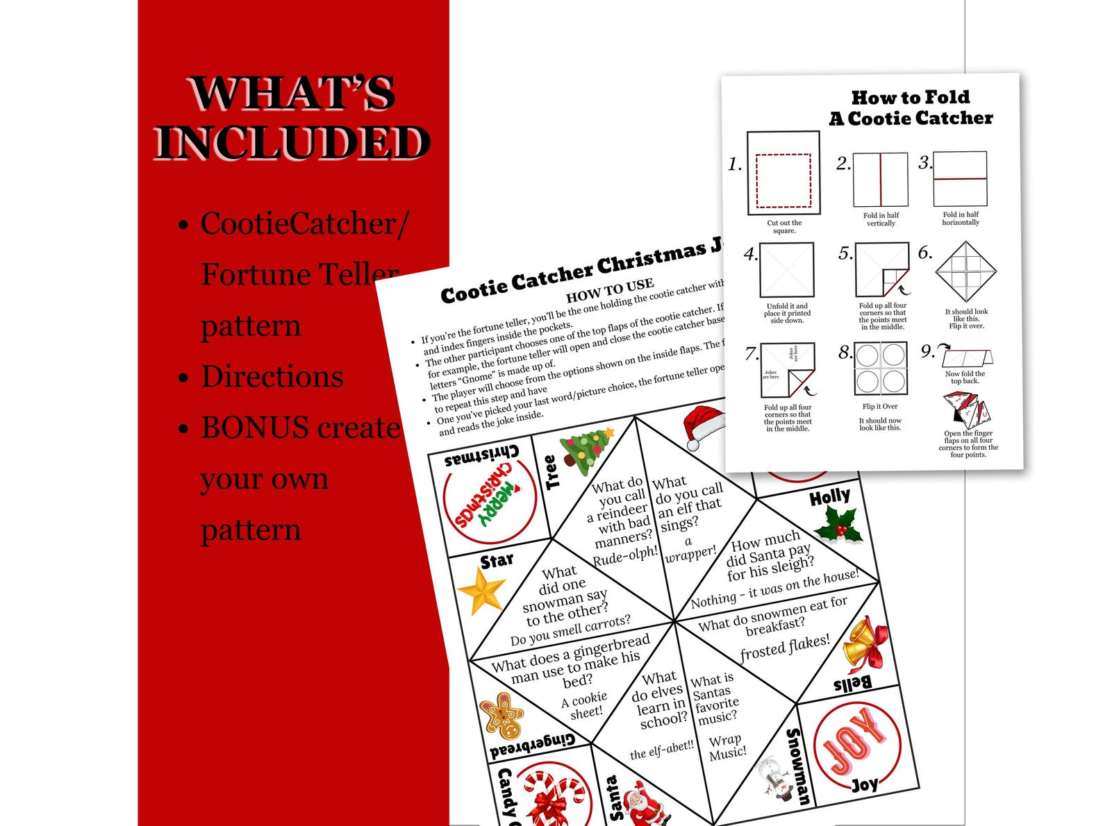 Cootie Catcher, Christmas Jokes, Paper Fortune Teller, Printable Games ...