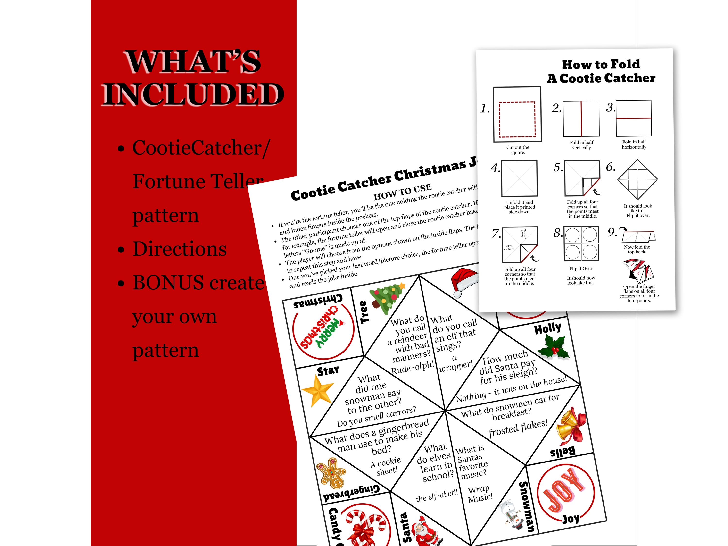 Cootie Catcher, Christmas Jokes, Paper Fortune Teller, Printable Games ...