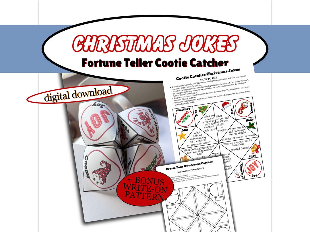 Fortune Teller, Cootie Catcher, Christmas Jokes, Printable Games, Party ...
