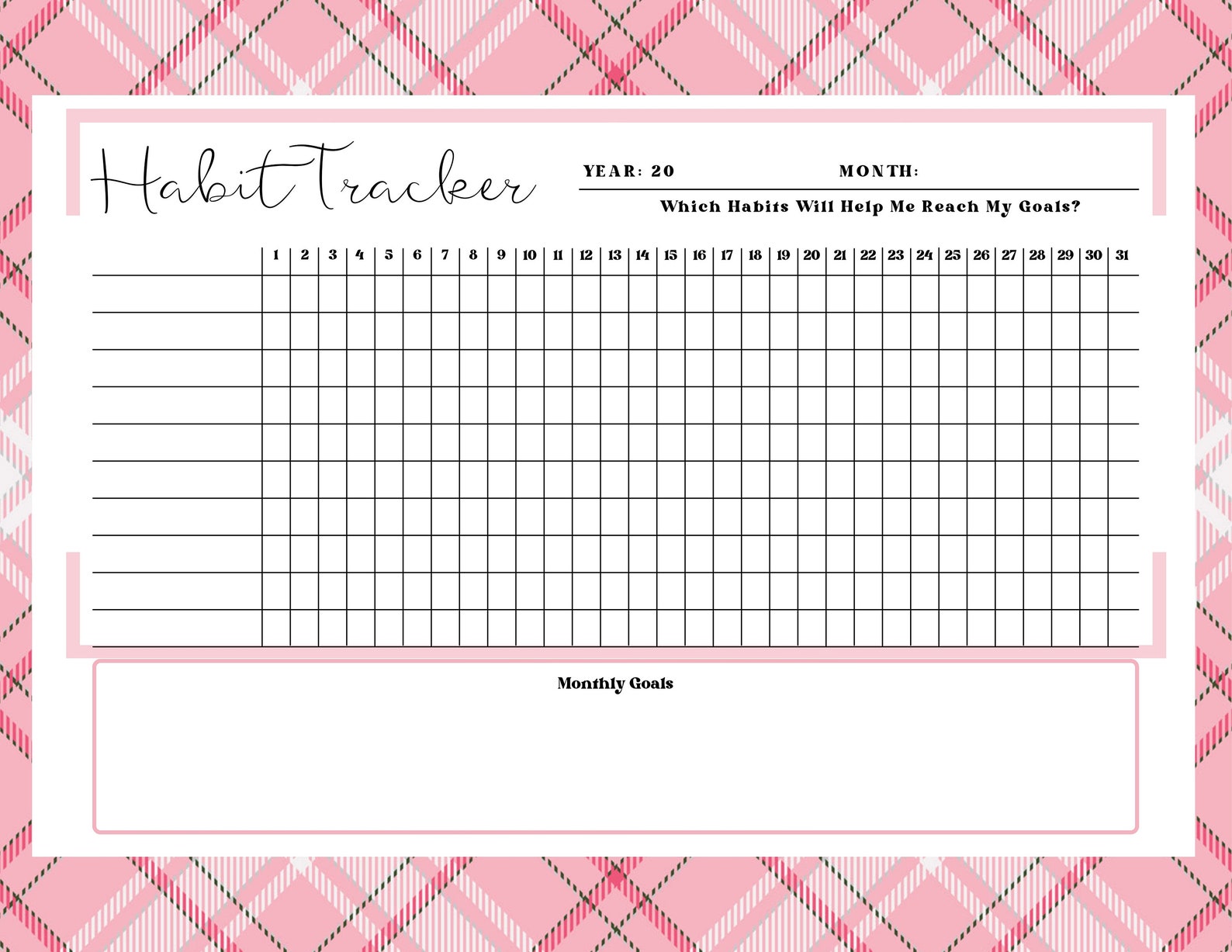 Habit Tracker Printable, Cute Habit Tracker, Monthly Habit Tracker, PDF ...