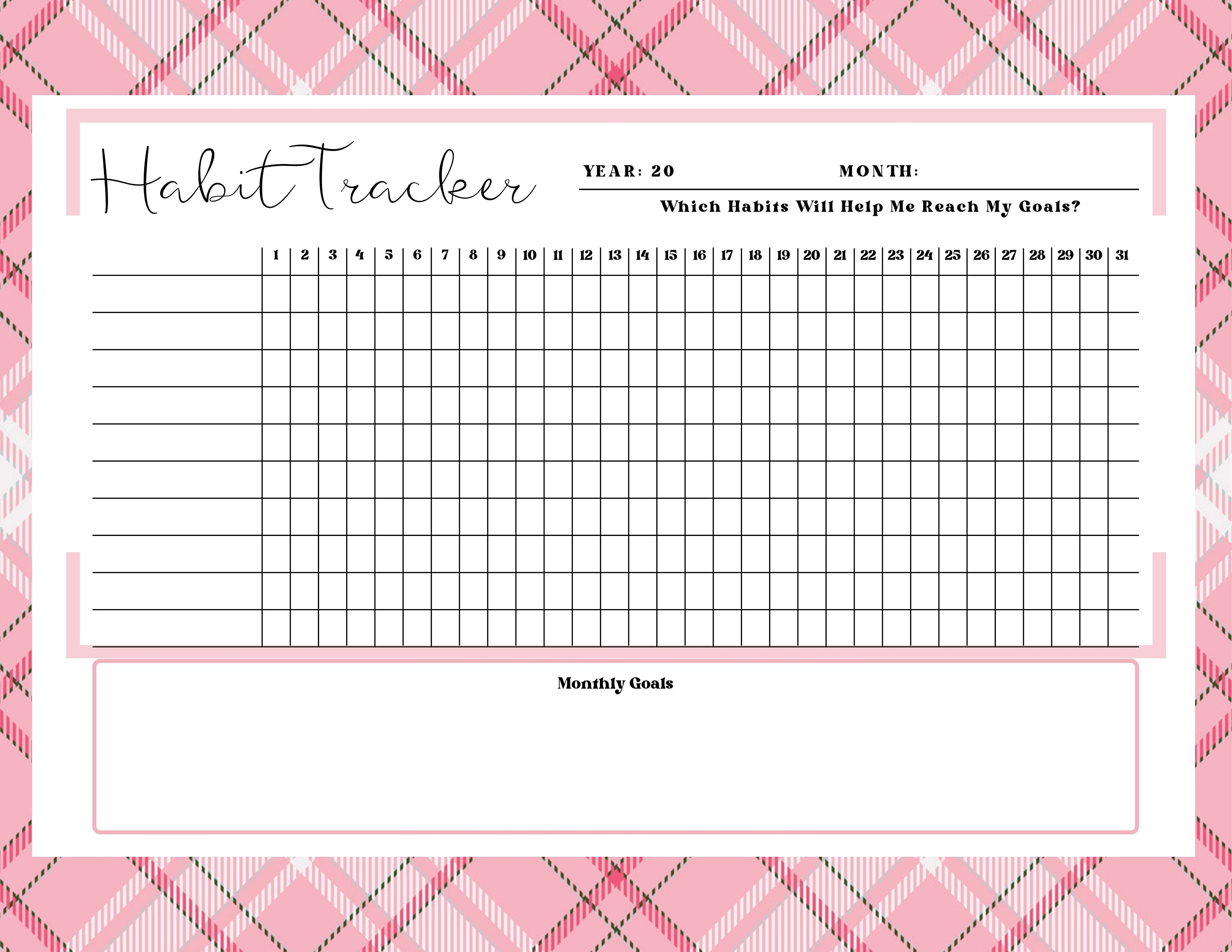 Habit Tracker Printable, Cute Habit Tracker, Monthly Habit Tracker, PDF ...