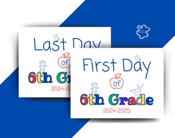 First Day of Sixth Grade Back to School Sign Printable Digital Download ...
