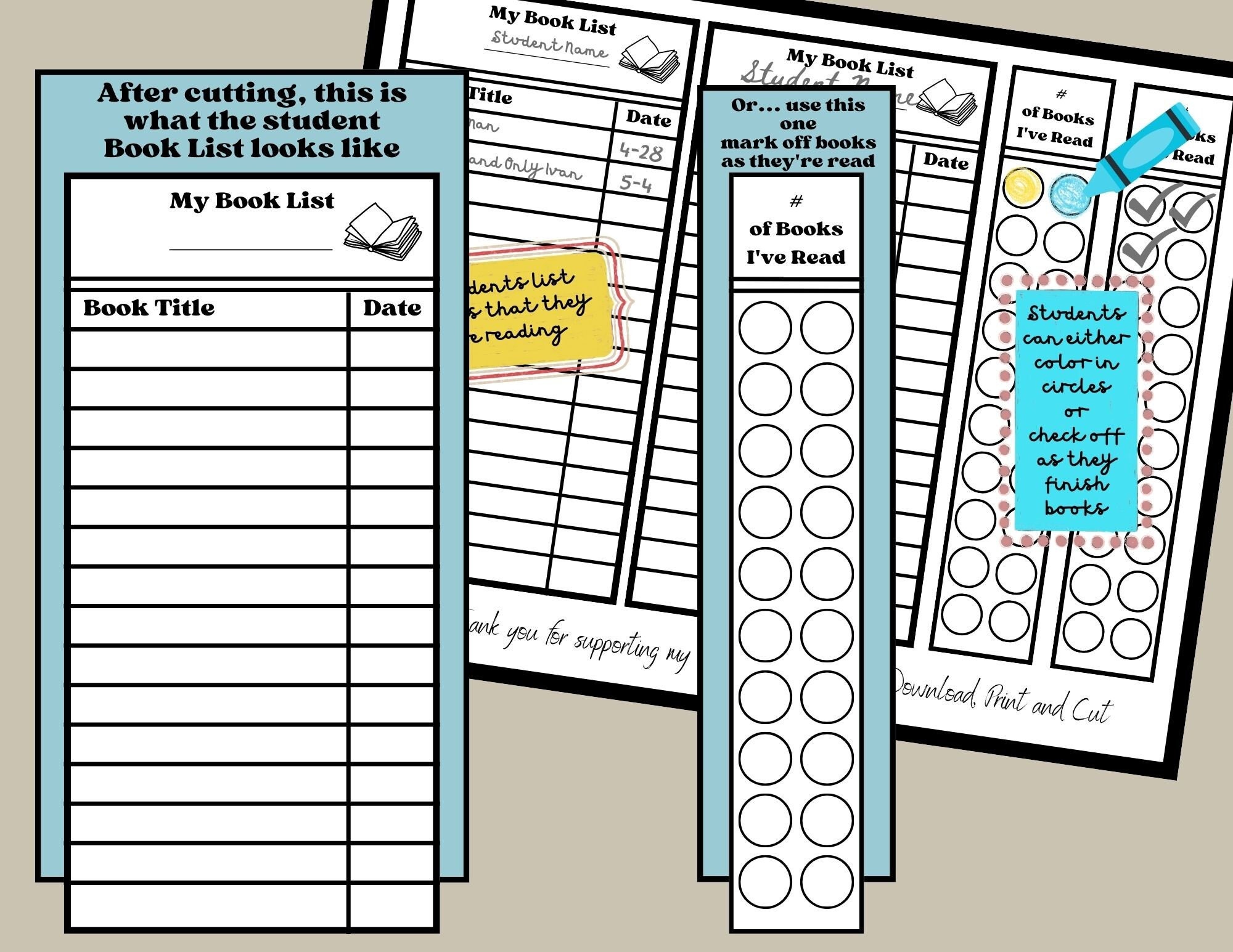 Reading Tracker, Printable Bookmark, Student Book Tracker, Reading Log ...