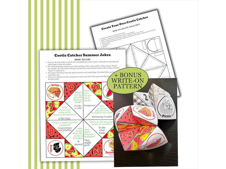 Cootie Catcher, Paper Fortune Teller, Summer Printable Cootie Catcher ...