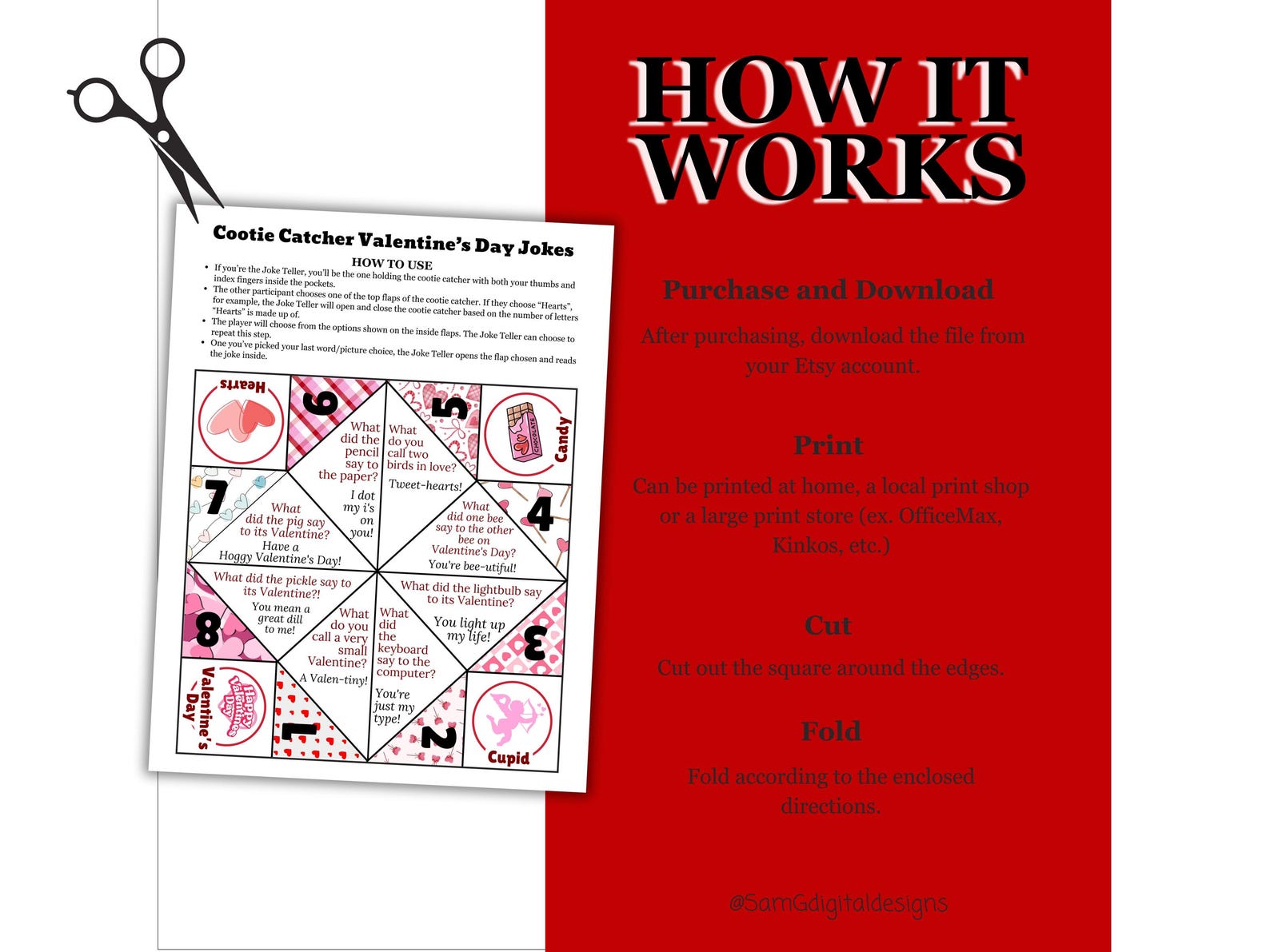 Cootie Catcher, Valentines Day Jokes, Paper Fortune Teller, Printable ...