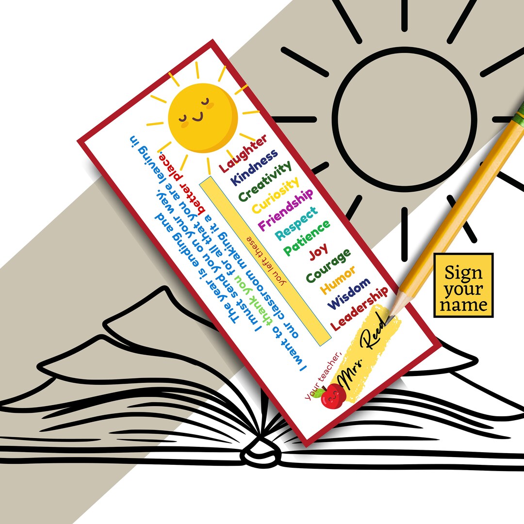Teacher Goodbye Note to Students End of the Year Printable Bookmarks ...