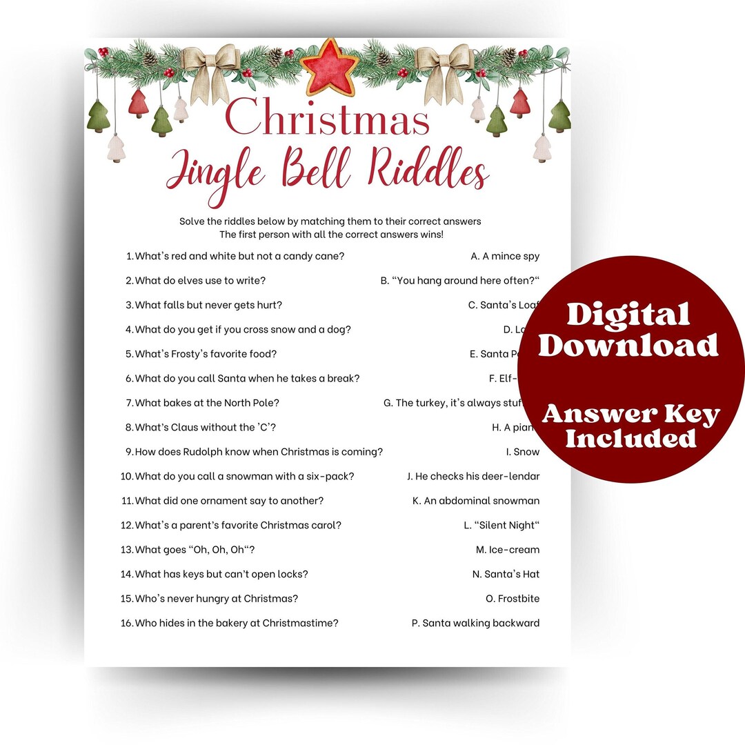 Christmas Riddles, Christmas Riddles Party Game, Fun Family Activity ...