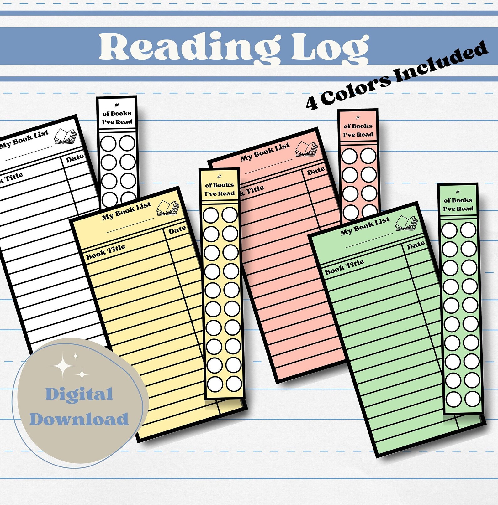 Printable Bookmarks Reading Log, Book Tracker, Reading Tracker, Digital ...