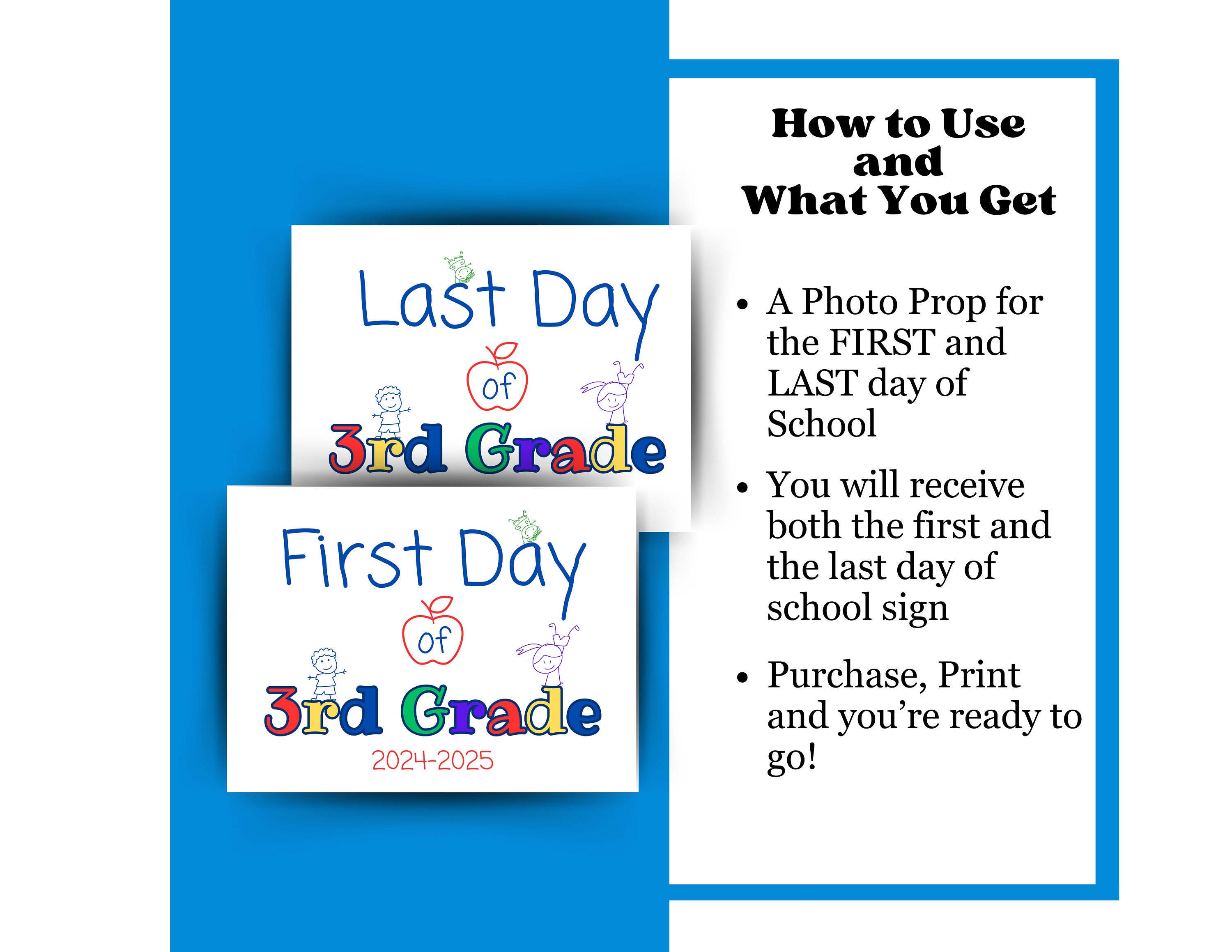 First Day of School Sign Printable, First Day Last Day of 3rd Grade ...