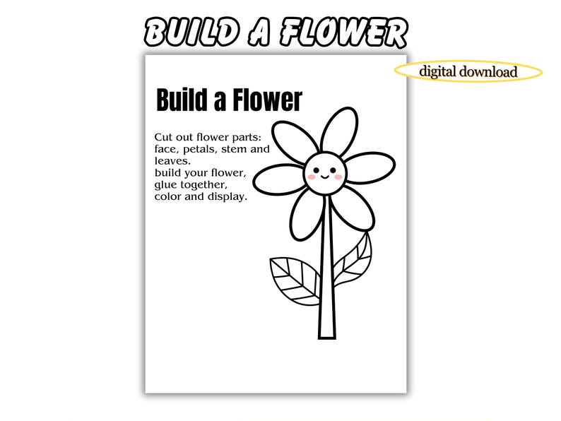Build a Flower, Printable Kindergarten, Flower Building, Digital ...