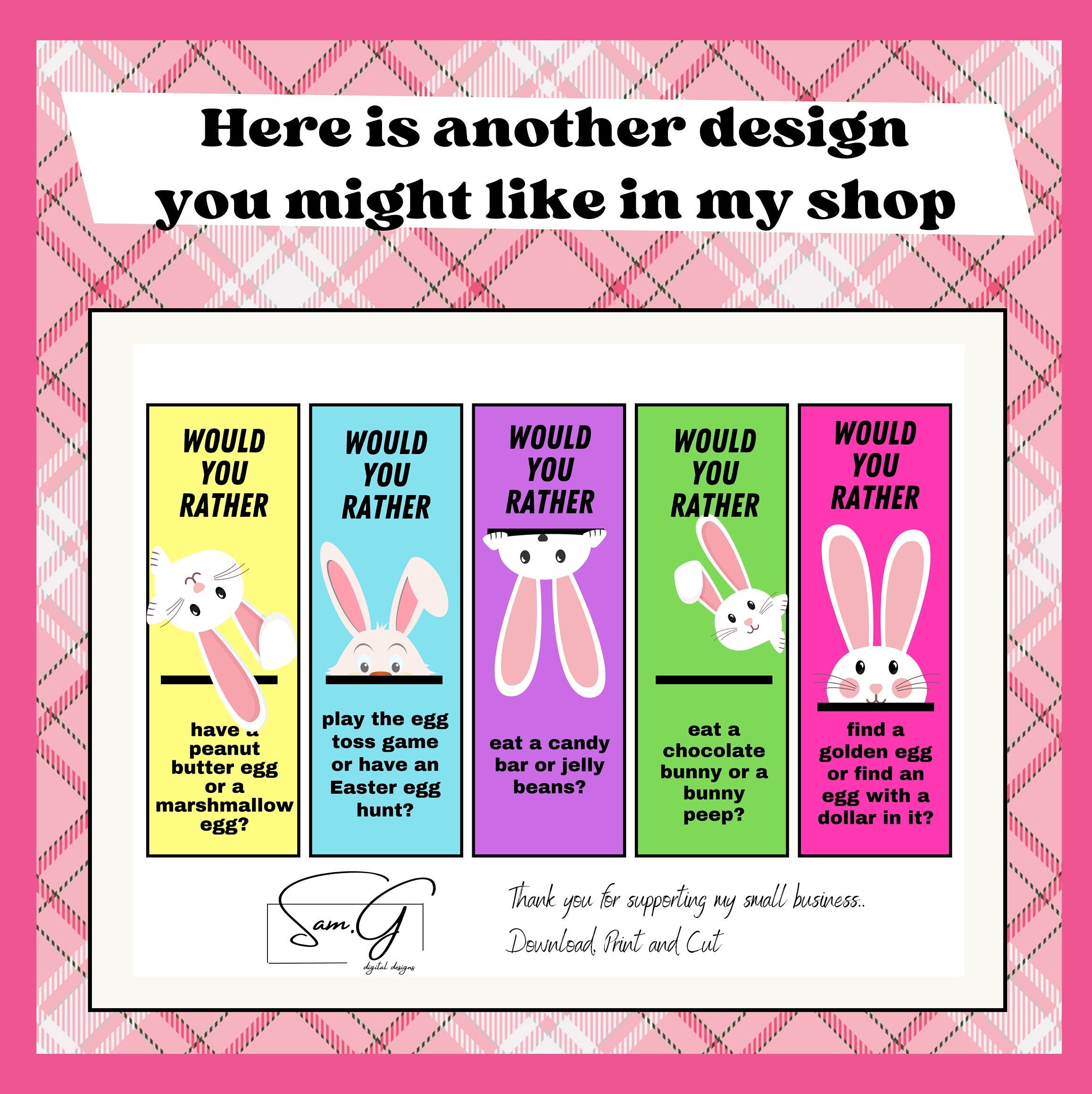 Easter Printable, Bunny Peeps Bookmarks, Set of 5, Glitter Peeps ...