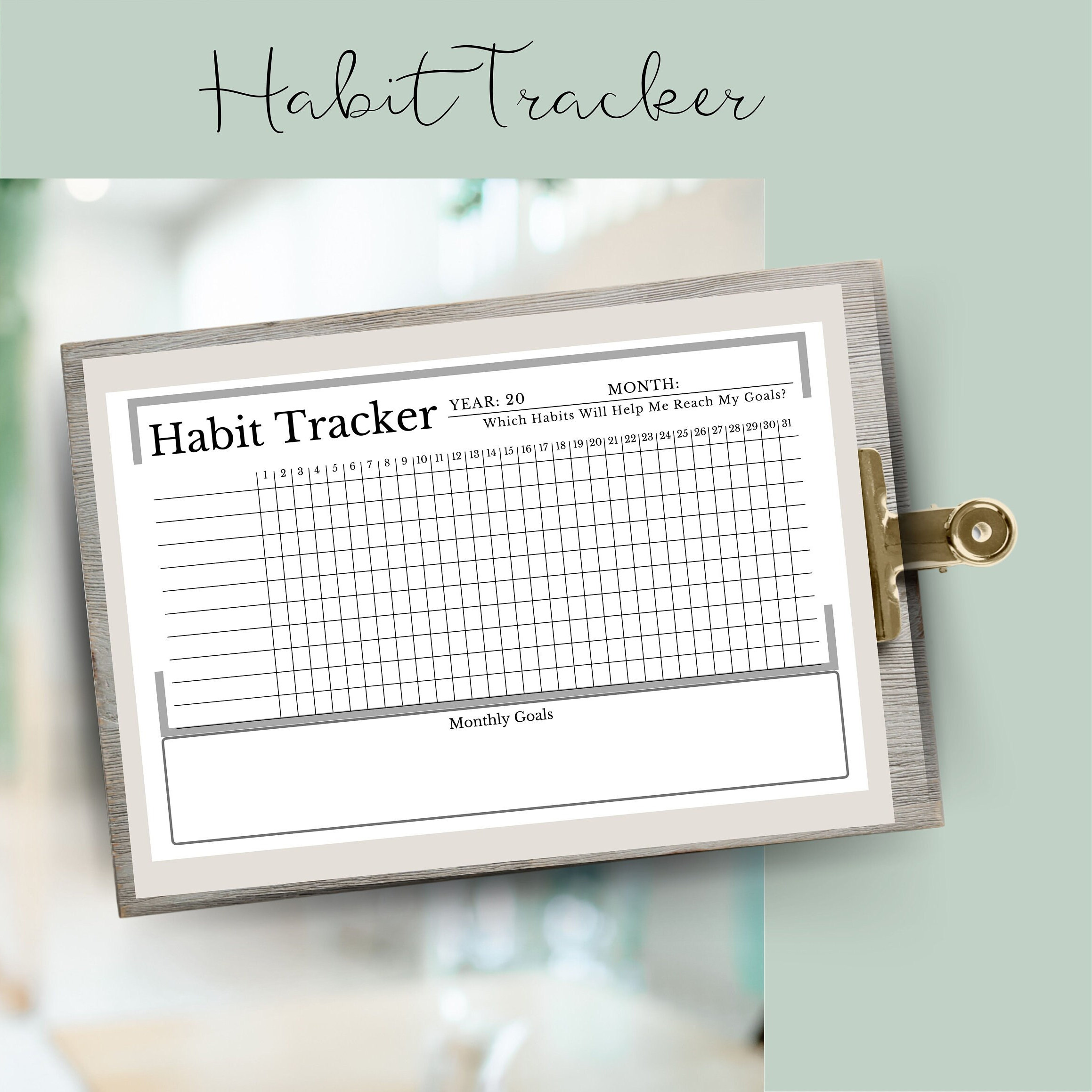 Habit Tracker Printable, Cute Habit Tracker, Monthly Habit Tracker, PDF ...